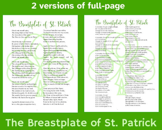 Breastplate of St. Patrick Downloadable Printable, St. Patrick Prayer ...