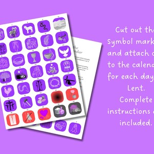 Printable Lenten Liturgical Calendar With Symbols of Lent and Forty ...