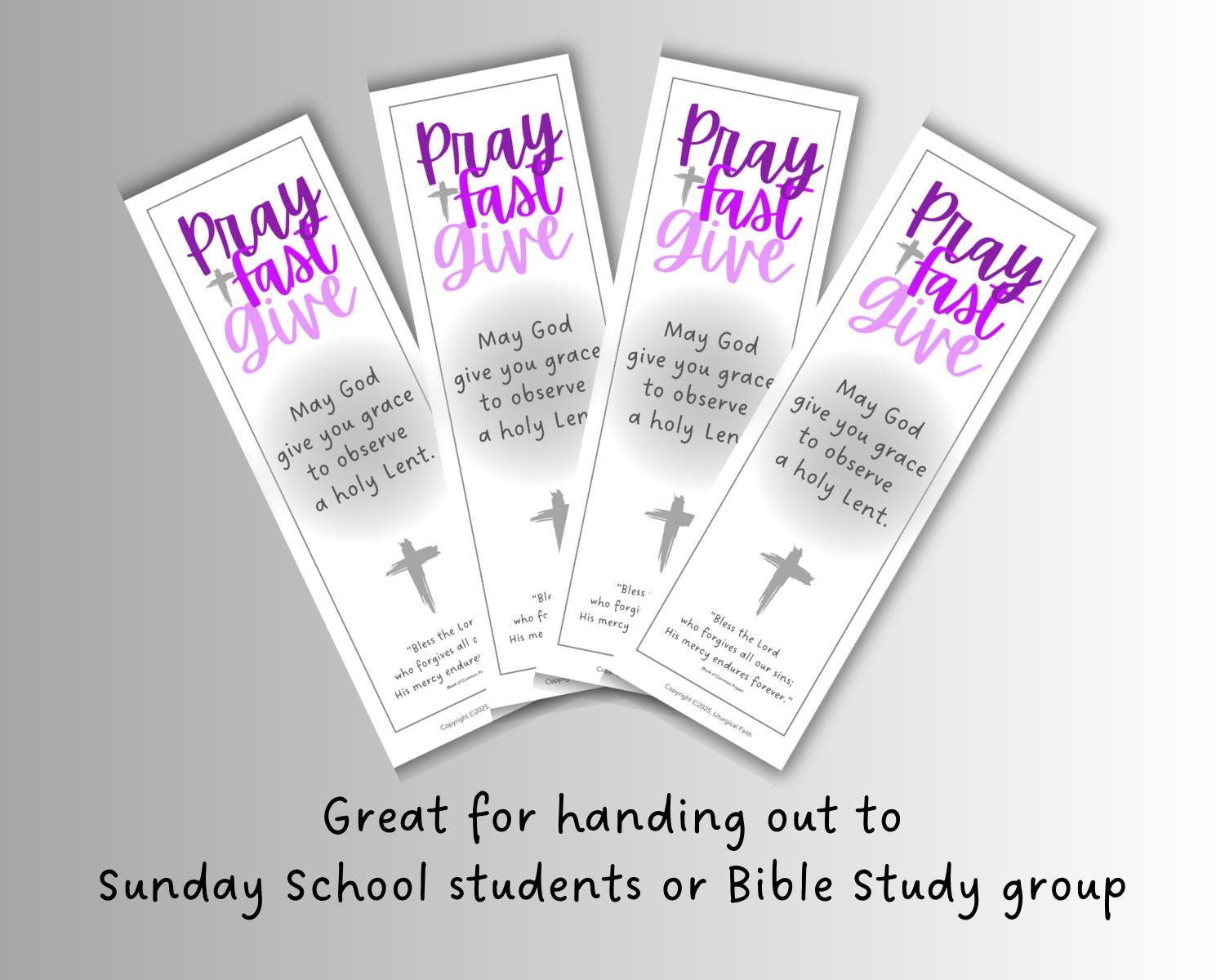 Lent Bible Bookmark: Pray Fast Give - Sunday School Handout (PDF) - Etsy