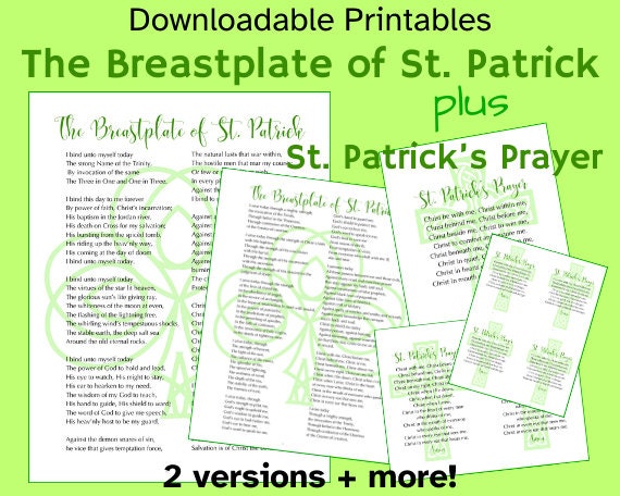 Breastplate of St. Patrick Downloadable Printable, St. Patrick Prayer ...