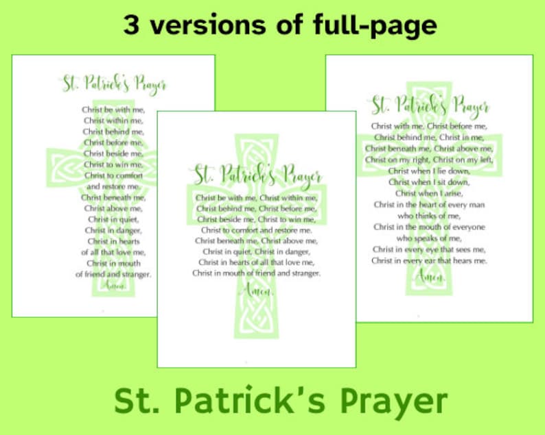 Breastplate of St. Patrick Downloadable Printable, St. Patrick Prayer ...