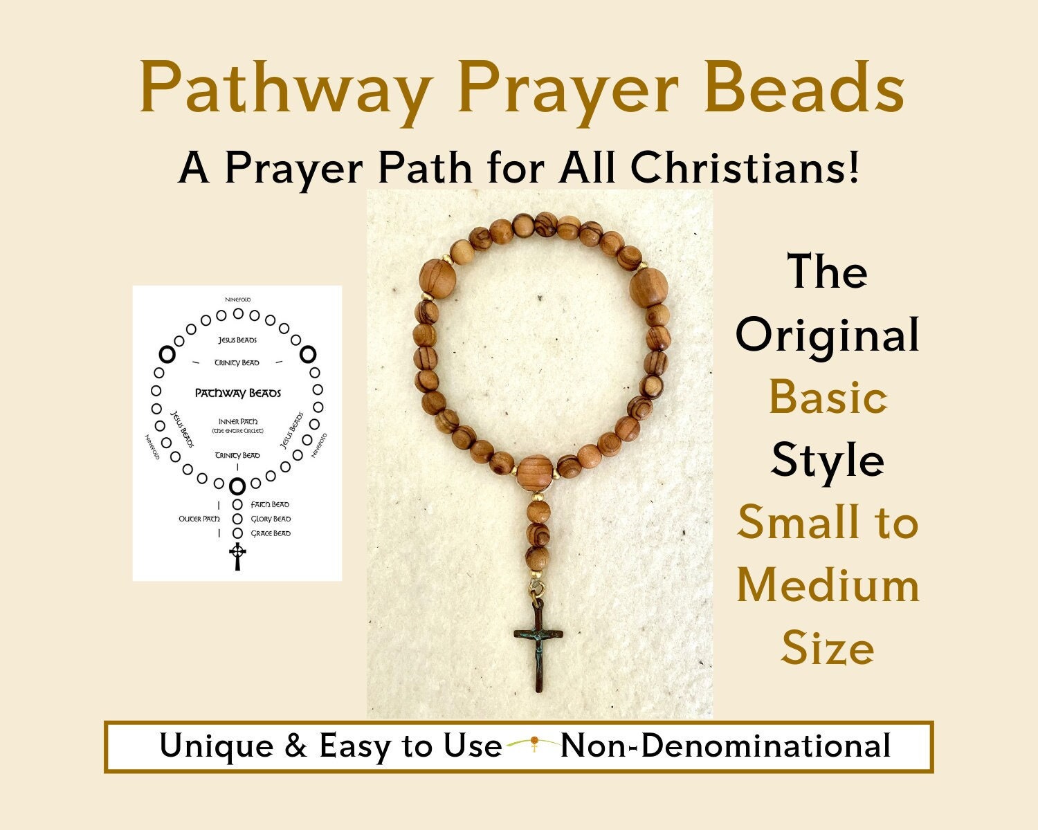 Pathway Prayer Beads Basic Olive Wood Christian Prayer Beads S/M Size ...