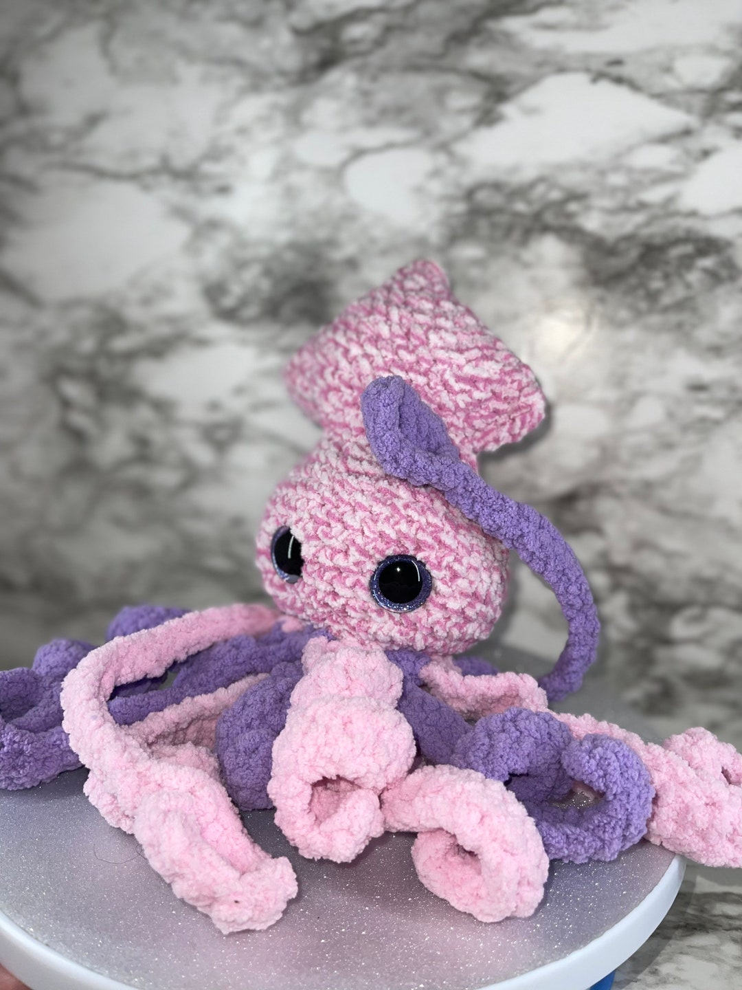 Pink, White and Purple Squid, Crochet Squid, Kawaii Plush, Octo Plush ...