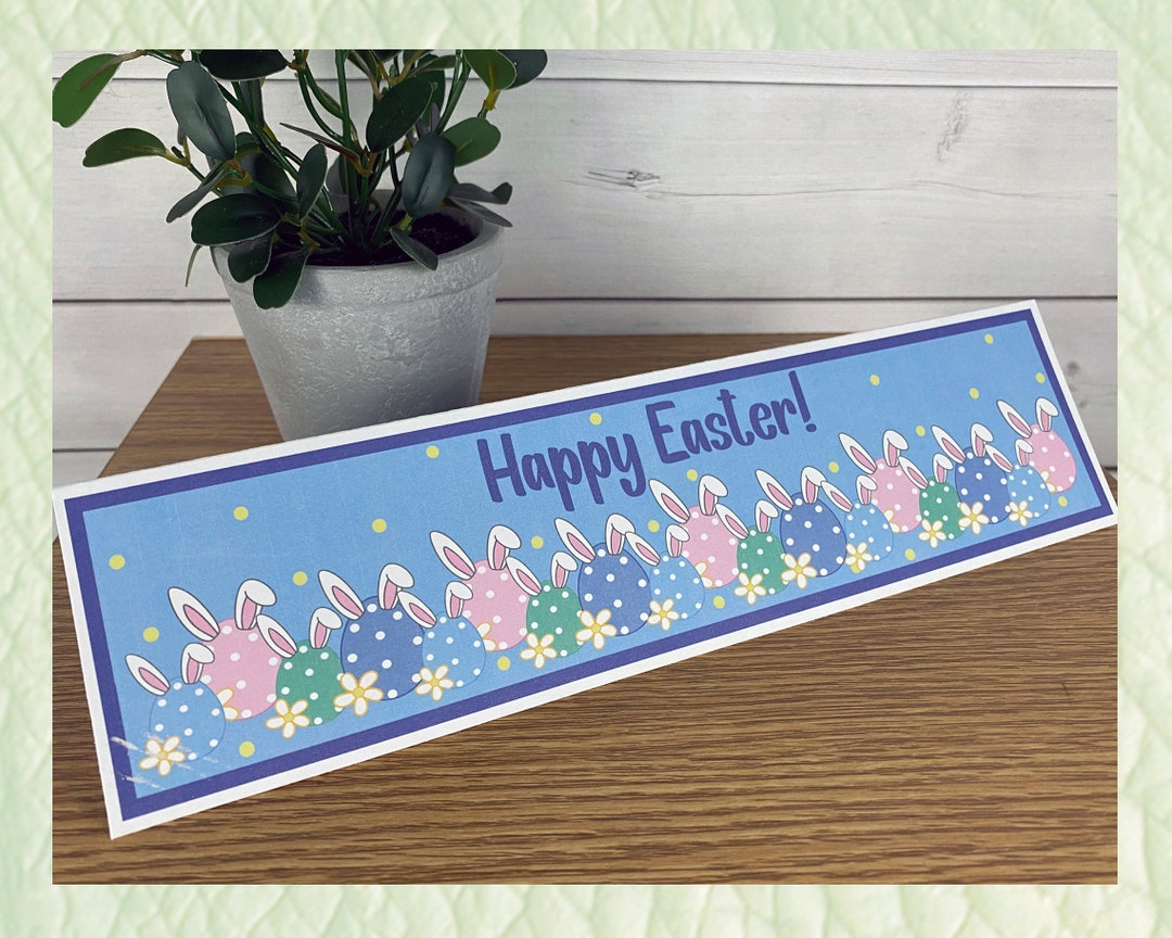 Happy Easter Printable Table Tent - Eggs With Bunny Ears - Seven Color ...
