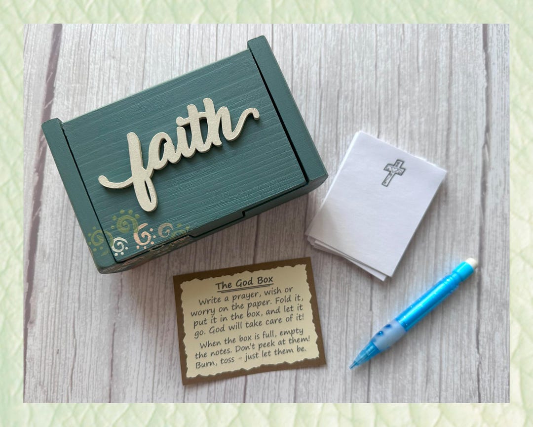 God Box Prayer Box | Wooden Die Cut "faith" on Teal-blue Box With ...