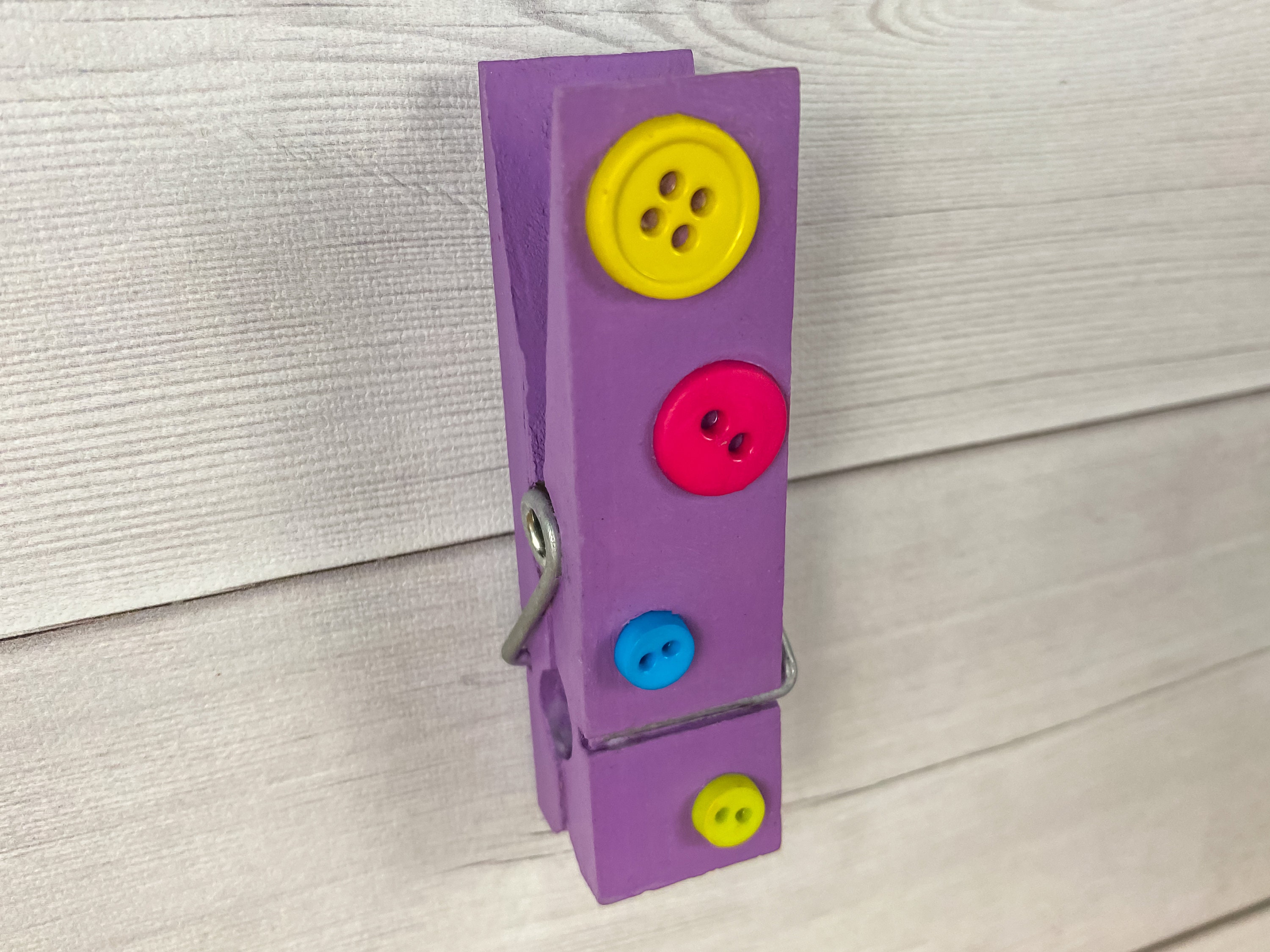 Imán de pinza de ropa púrpura con botones coloridos imán de - Etsy España