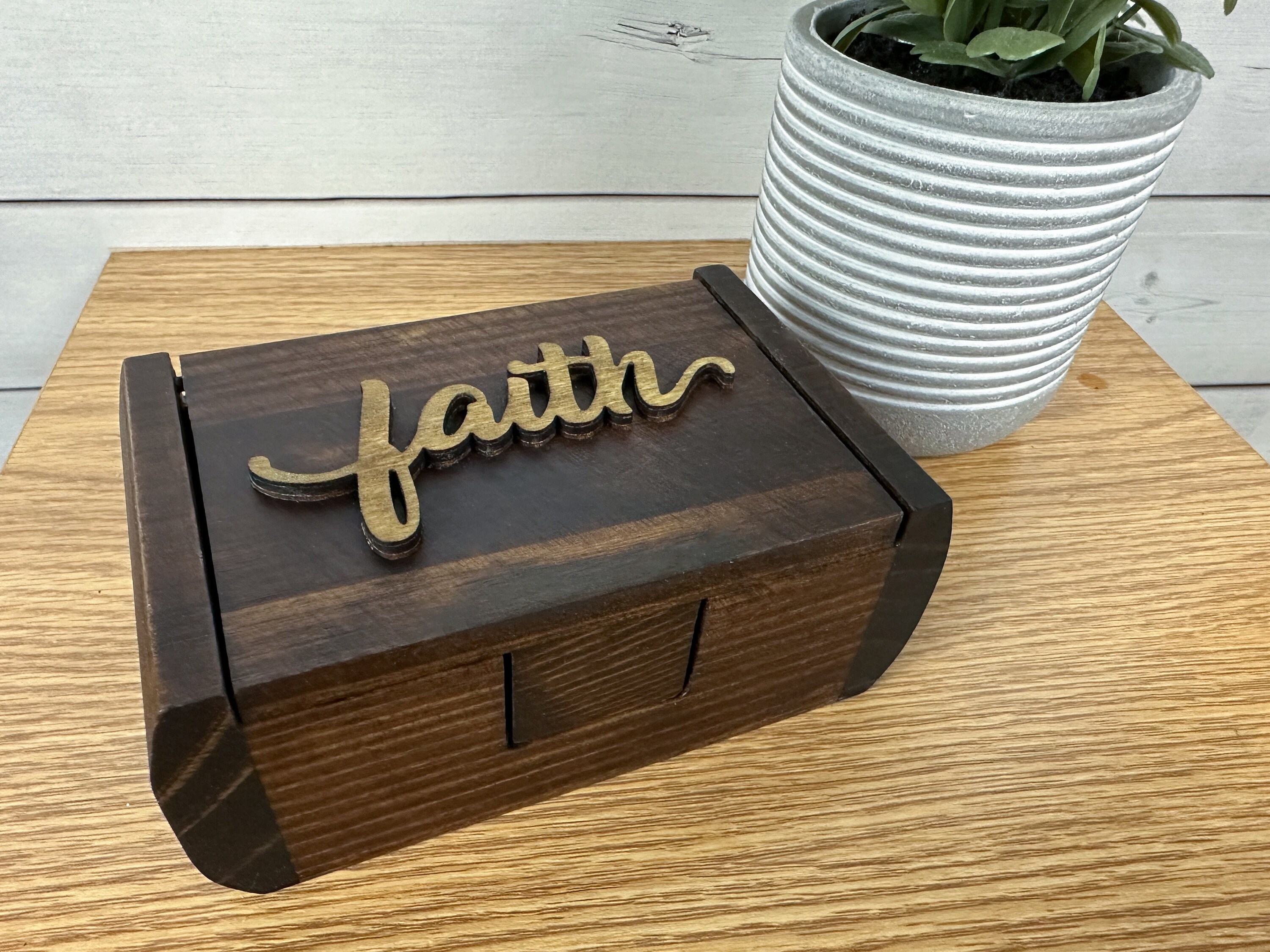 God Box Prayer Box Wooden Die Cut faith on Red Oak-colored Stained Box ...