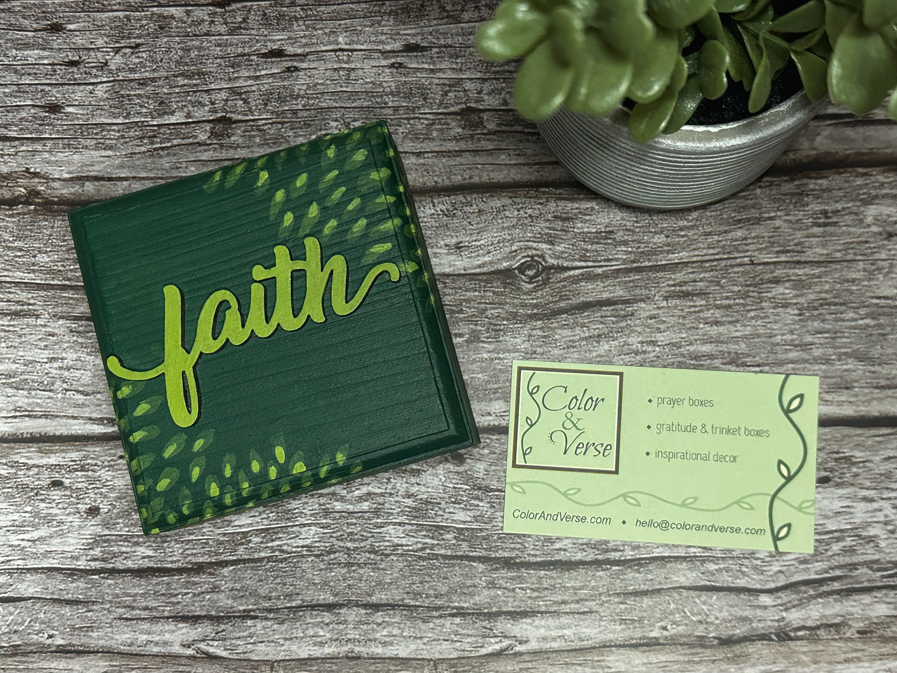 God Box Prayer Box Faith Box Hand-painted Green Box With Leafy Tree ...