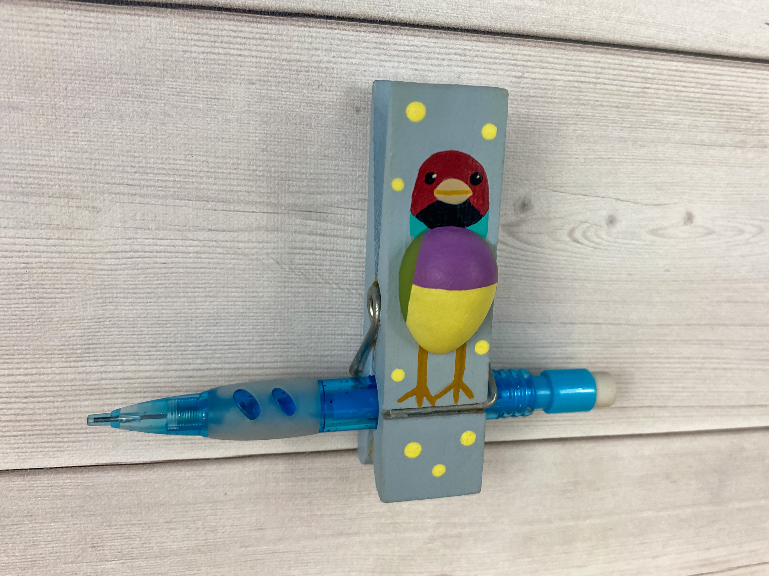 Gouldian Finch Clothespin Magnet | Hand-painted Wooden Magnet to Hold ...