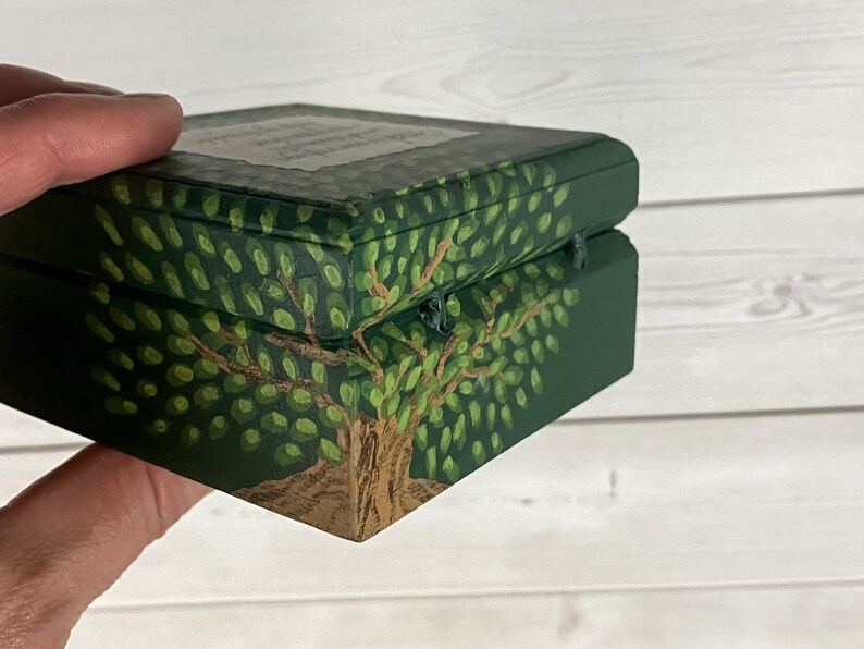 God Box/prayer Box Small Hand Painted Box With Green Leafy Tree Design ...