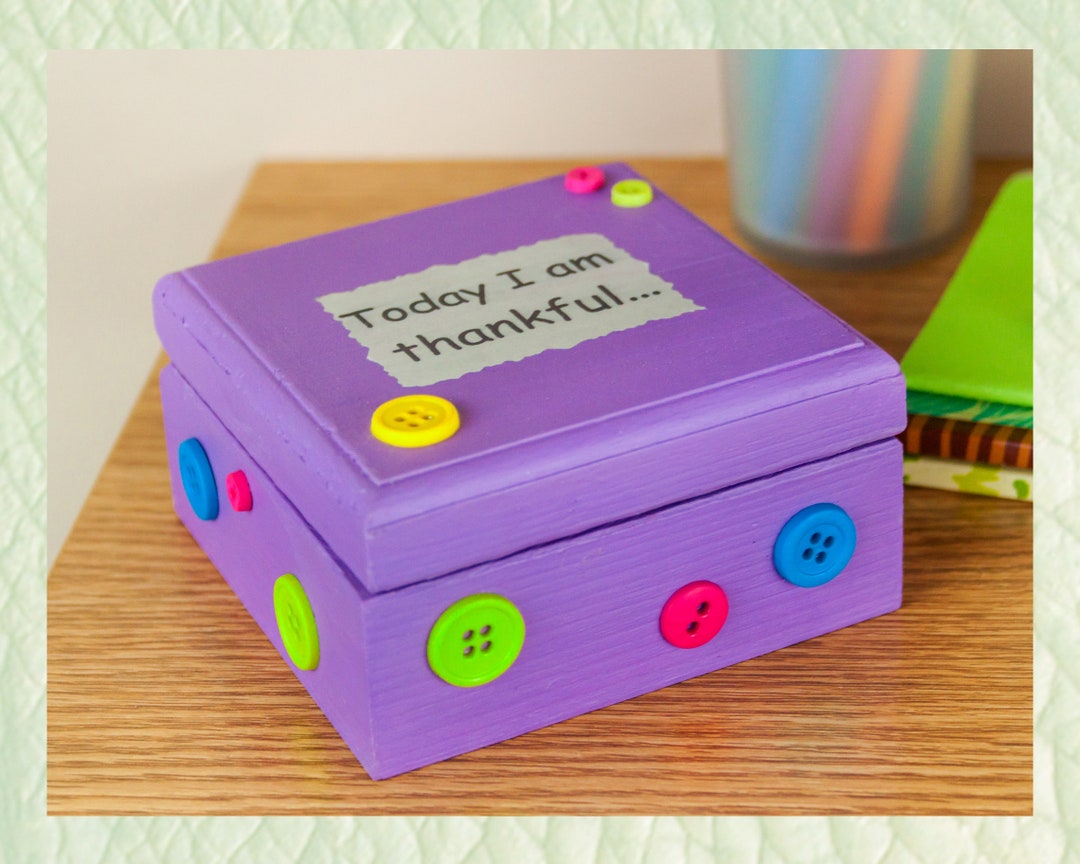 Child's Gratitude Box | Blessings Box | Purple Hand-painted Wooden Box ...