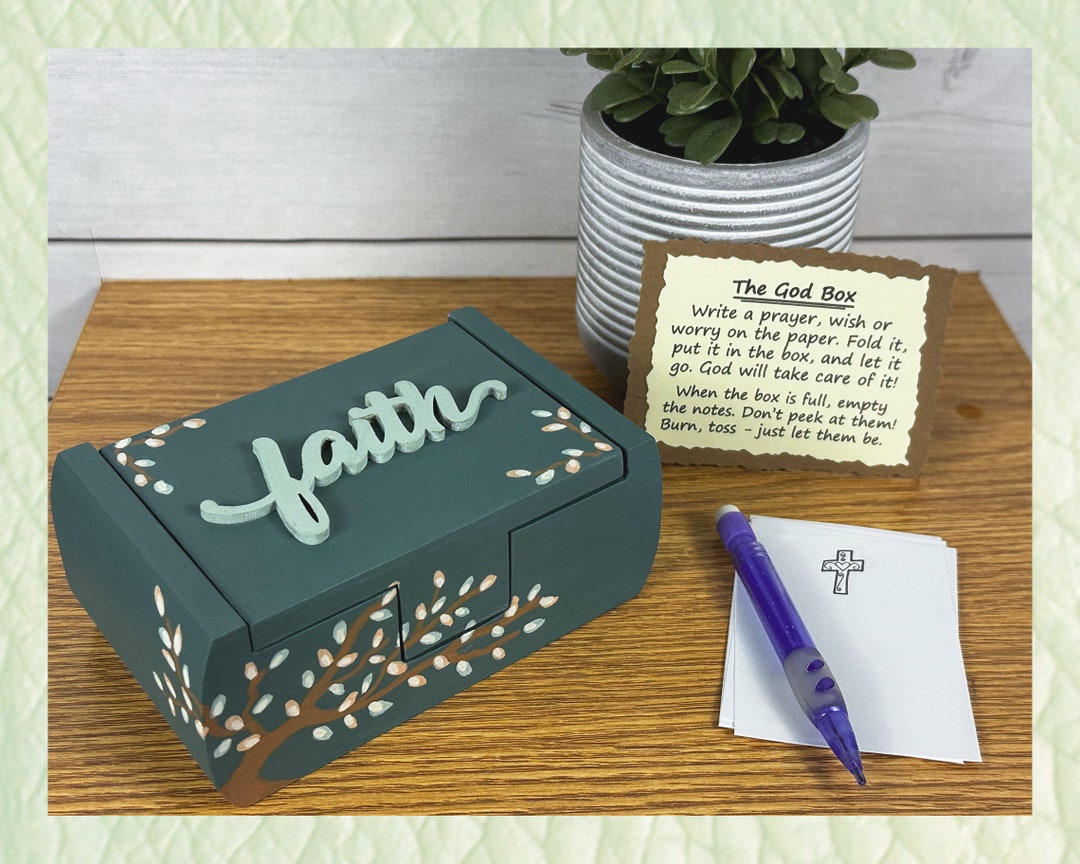 God Box | Prayer Box | Small Painted Box With Wooden Die Cut "faith" on ...