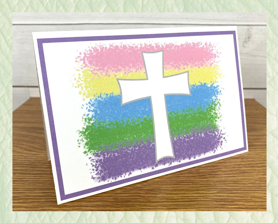 Pastel Cross Easter Printable Greeting Card - Etsy