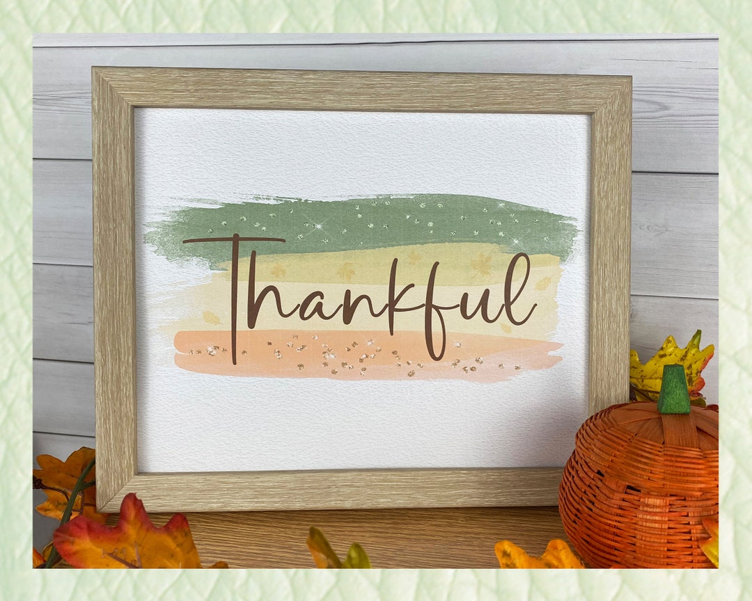 Fall-themed Printable Art | "thankful" | Frameable Word Art for ...