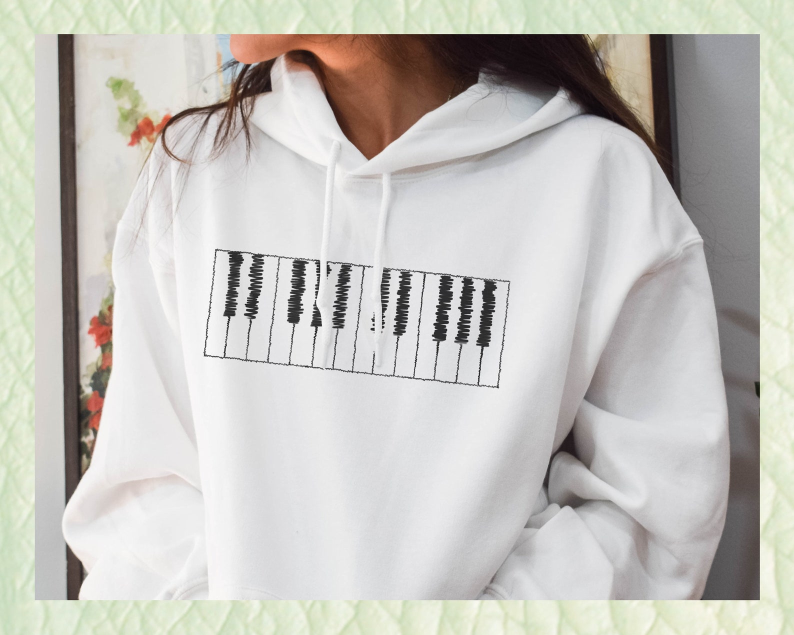 Scribbled Piano Keys Hoodie | Music Lover, Keyboard Player, Musician ...