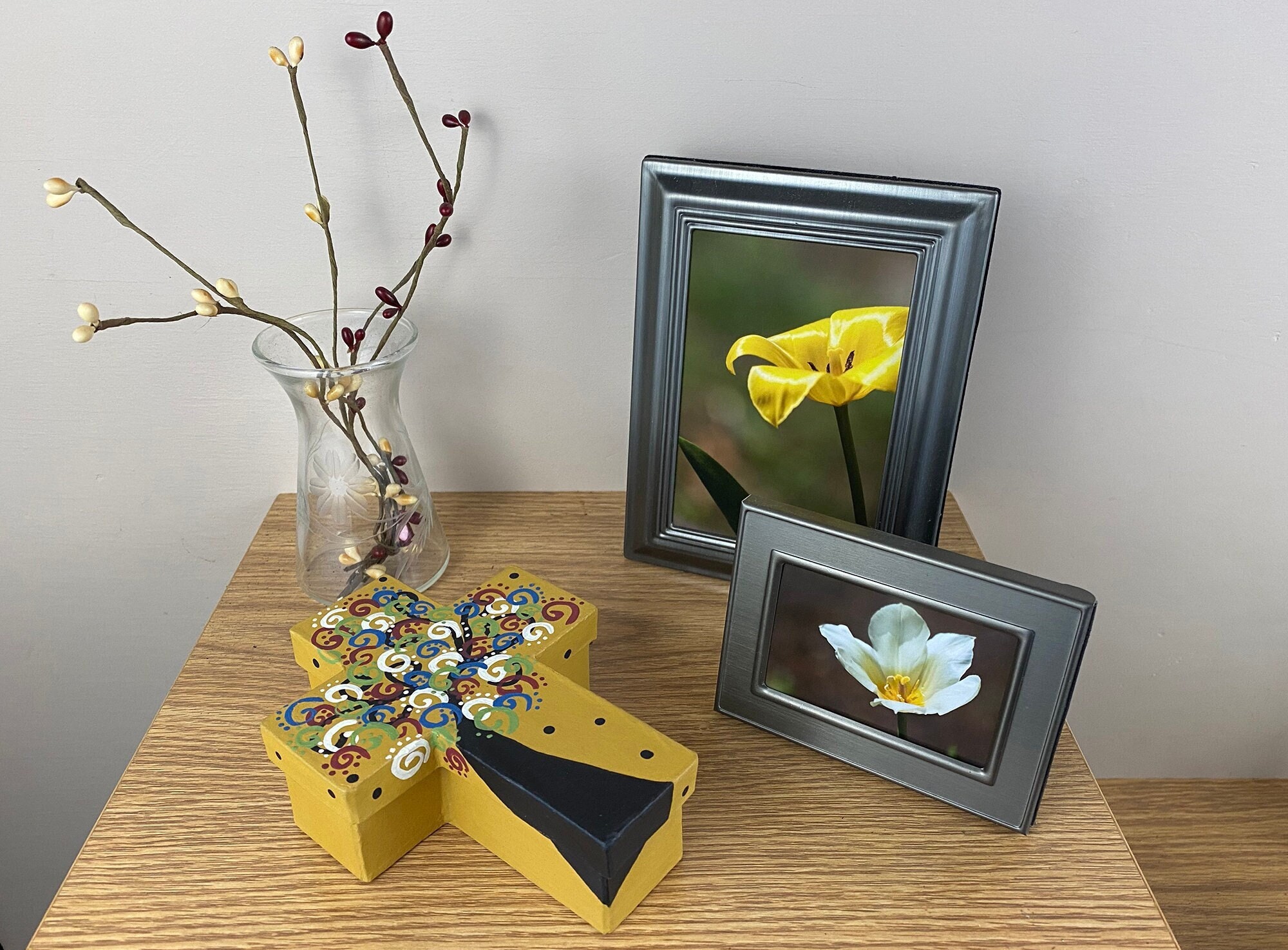 God Box Prayer Box Gold Cross-shaped Box With Hand-painted Swirly Tree ...