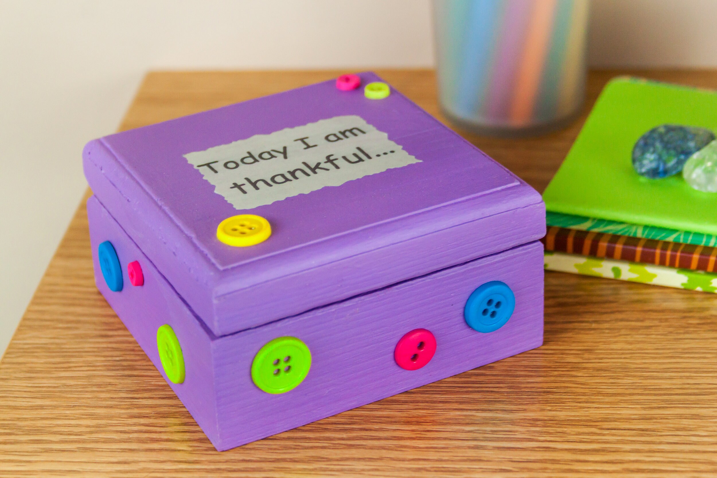 Child's Gratitude Box | Blessings Box | Purple Hand-painted Wooden Box ...