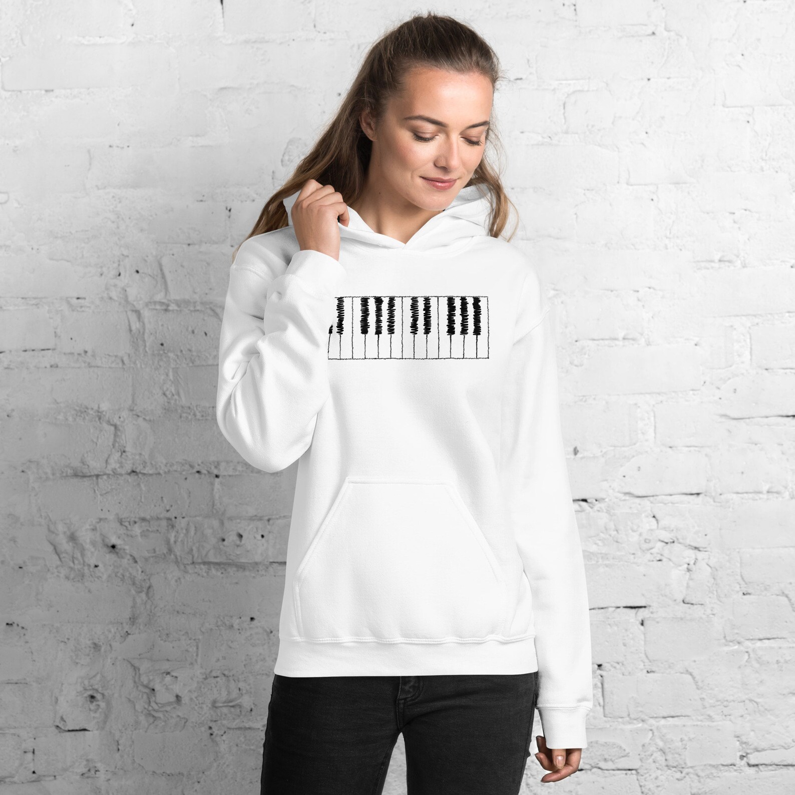 Scribbled Piano Keys Hoodie | Music Lover, Keyboard Player, Musician ...