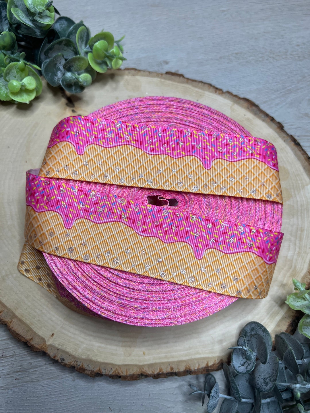 1.5" ICECREAM RIBBON ,1.5" Grosgrain Ribbon, Ice Cream Cone Grosgrain ...