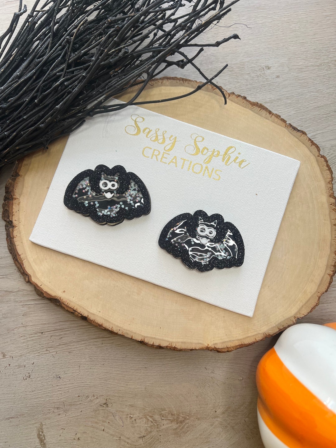 Halloween Bat Shaker, Flat Back Resin, Bow Embellishment - Etsy