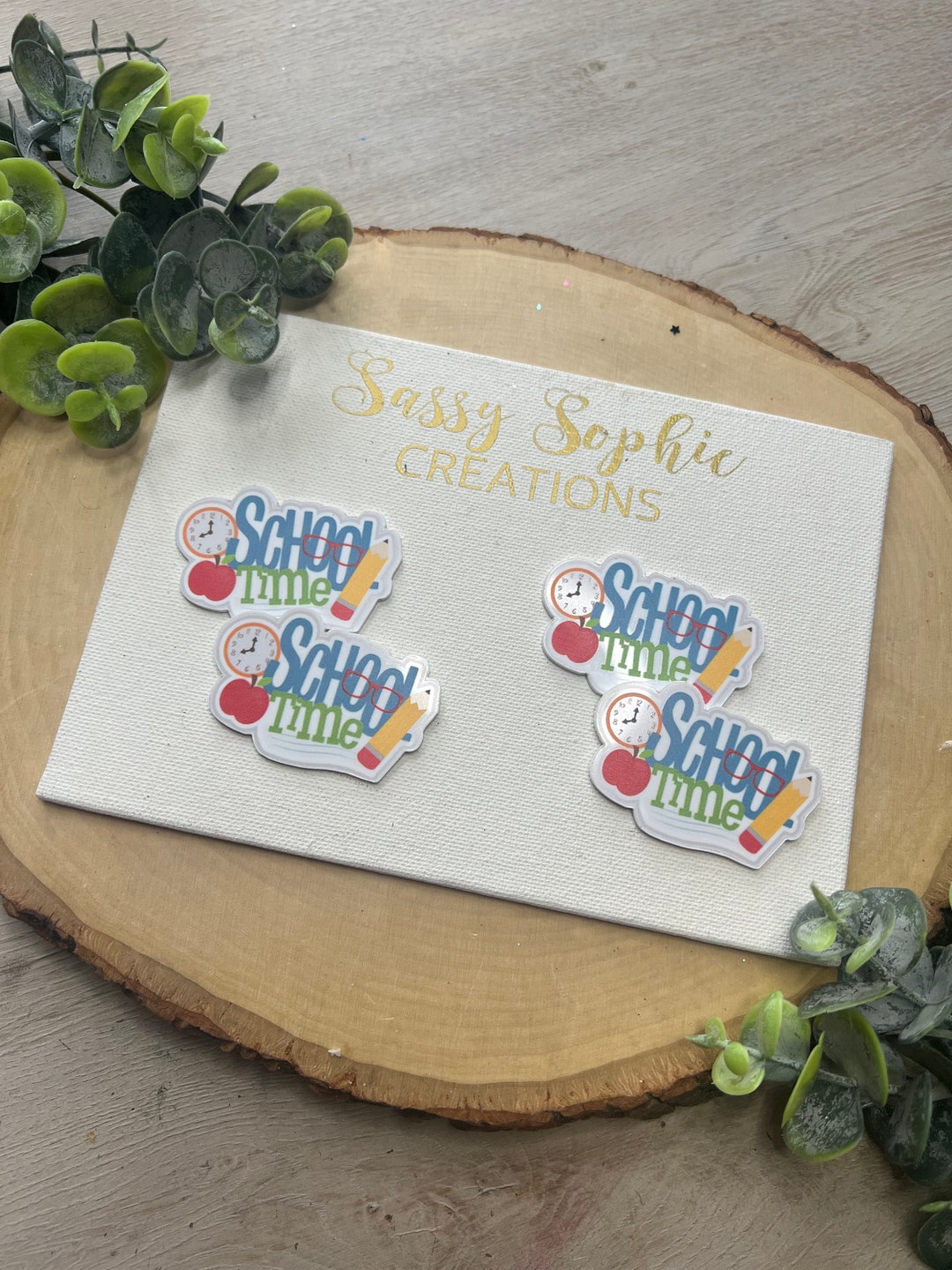 SET OF 2:back to School Flat Back Planar Resin,hair Bow Center ...