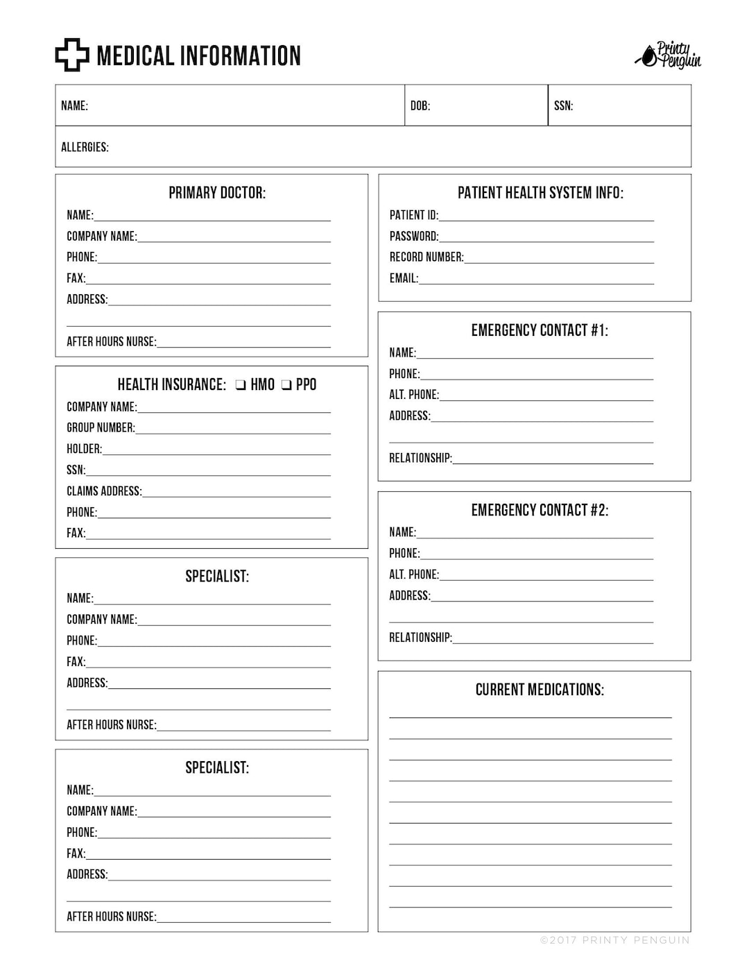 Medical Information Chart - Etsy