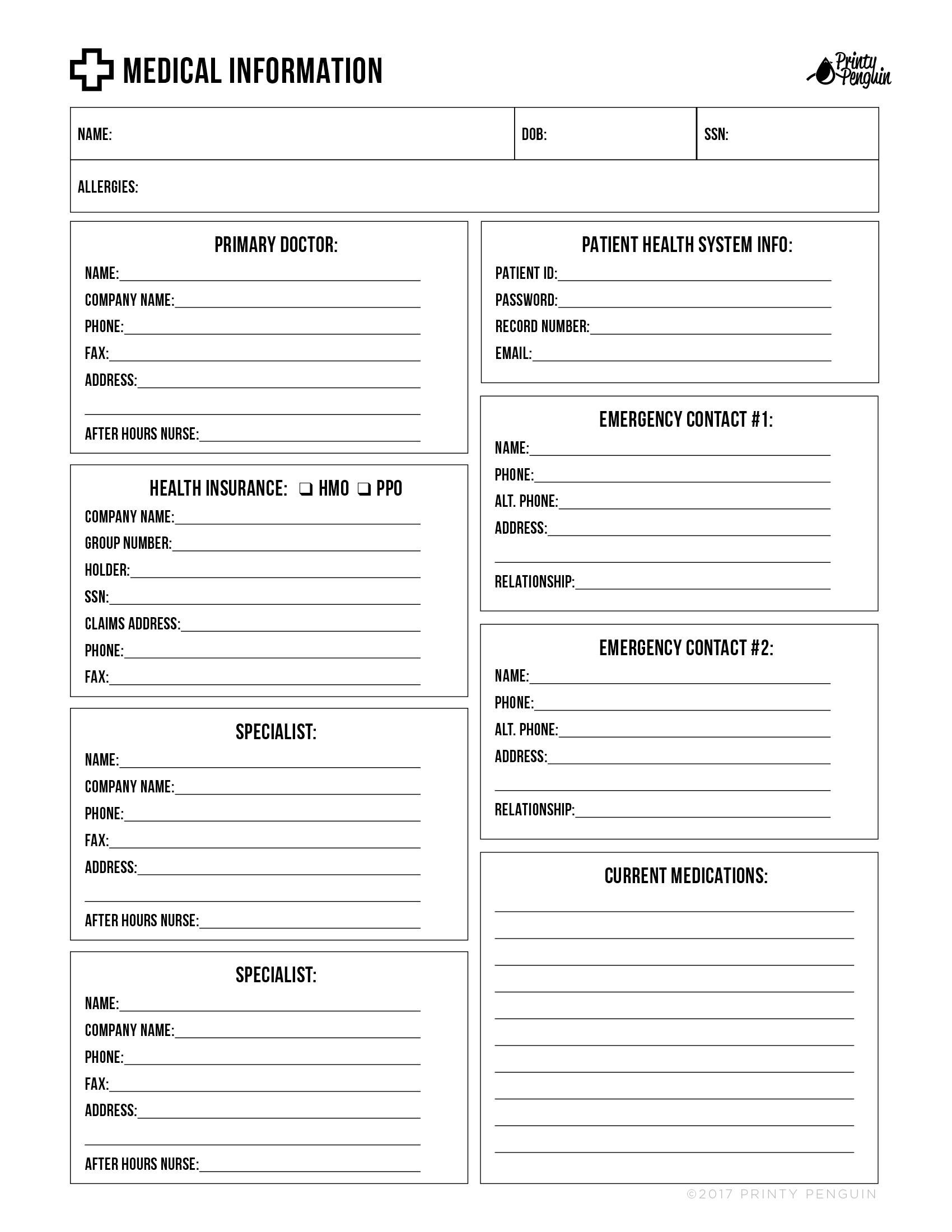 Medical Information Chart - Etsy