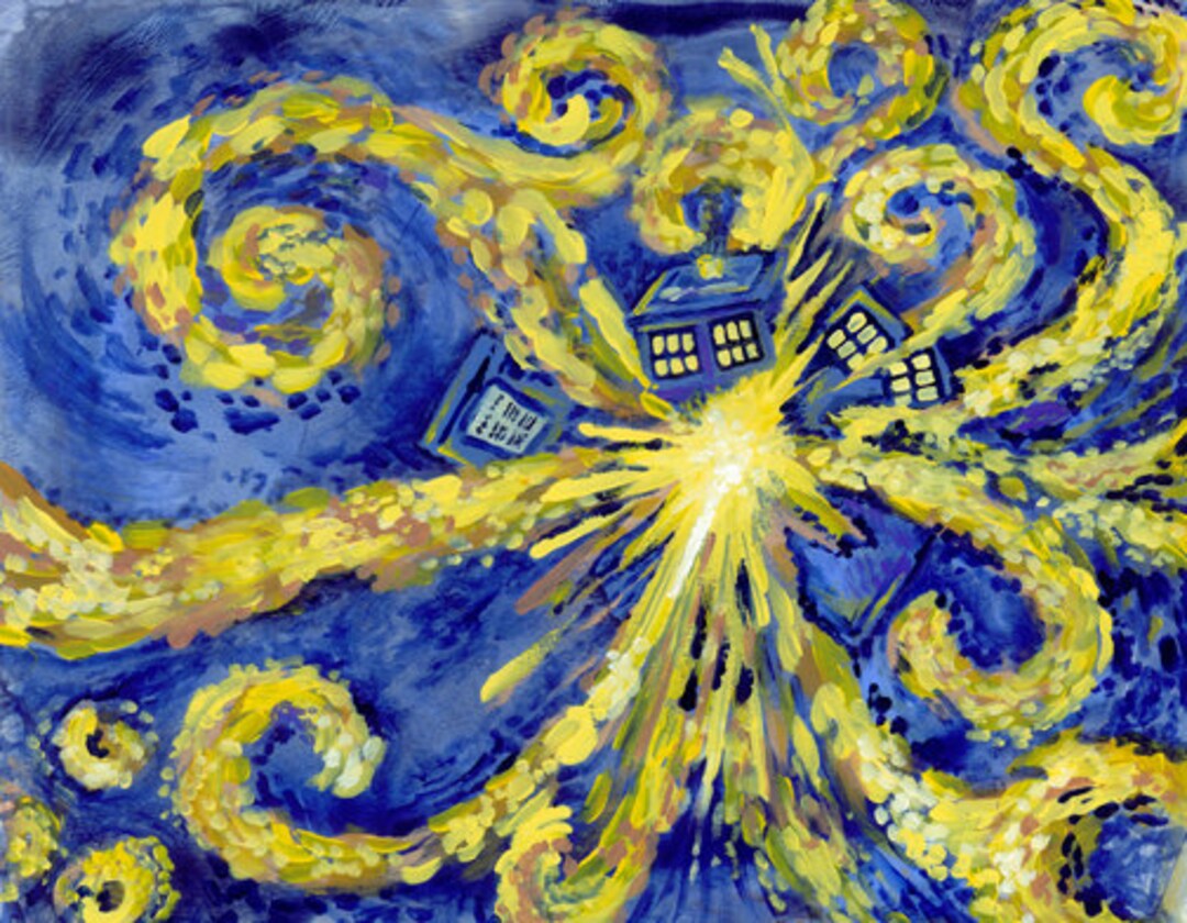 Dr. Who Tardis Explosion Van Gogh Starry Night 8x10 Matted to 11x14 - Etsy