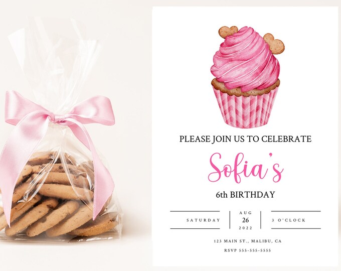 Editable Cupcake Invitation, Sweets Birthday, Minimalistic Cupcake ...