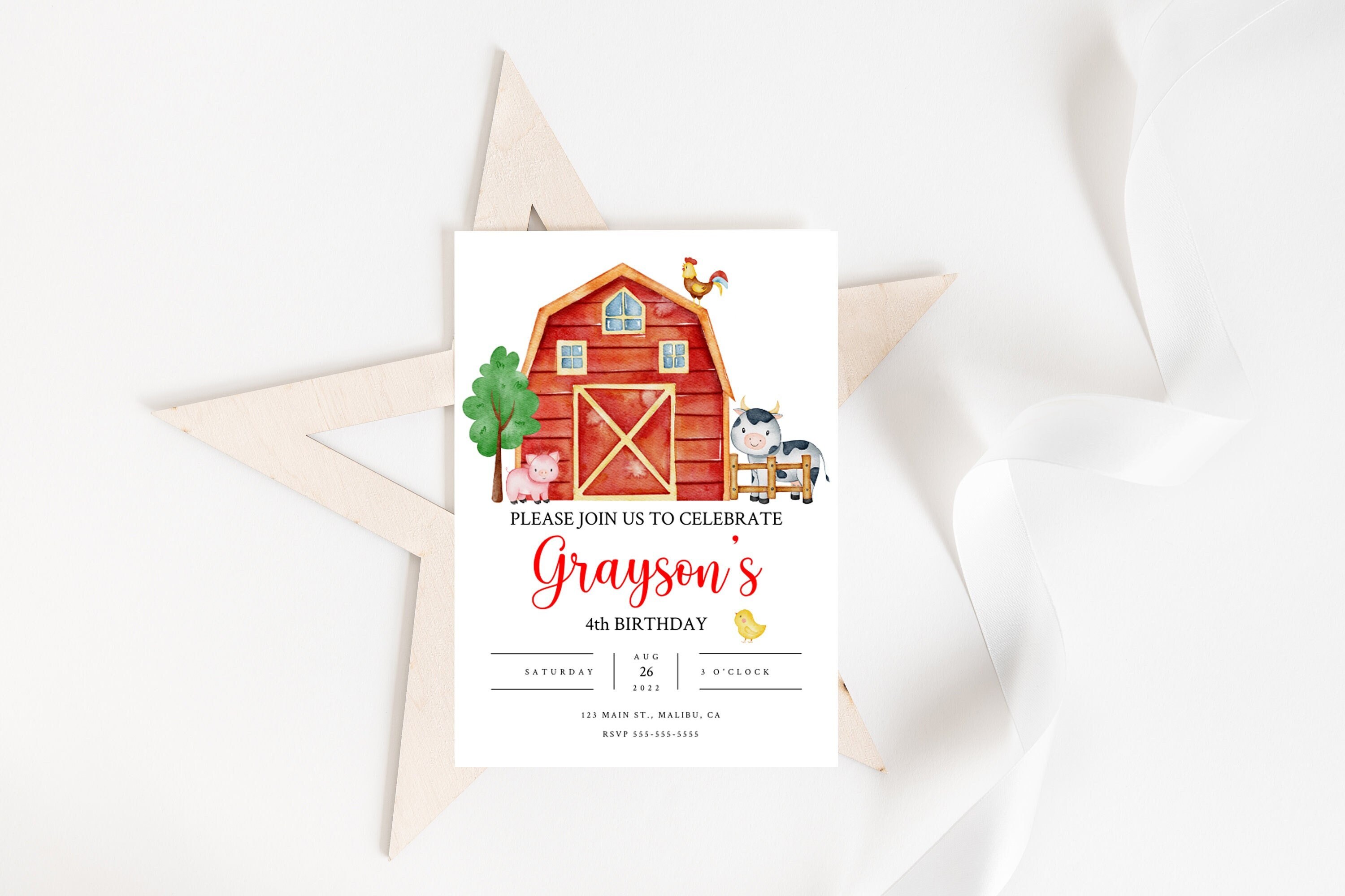 Editable Farm Invitation, Farm Birthday, Minimalistic Farm, Editable ...
