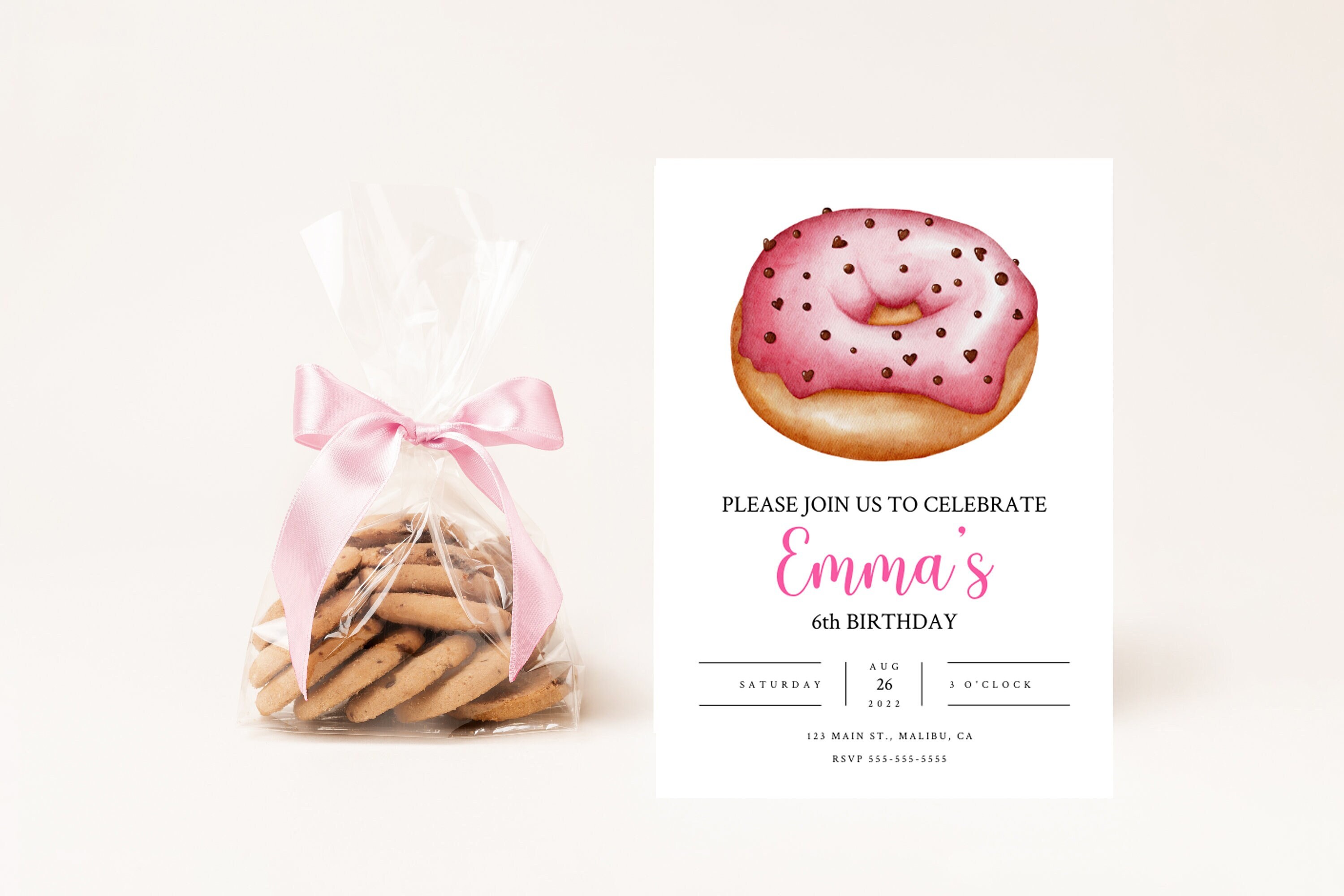 Editable Donut Invitation, Donut Birthday, Minimalistic Modern Donut ...