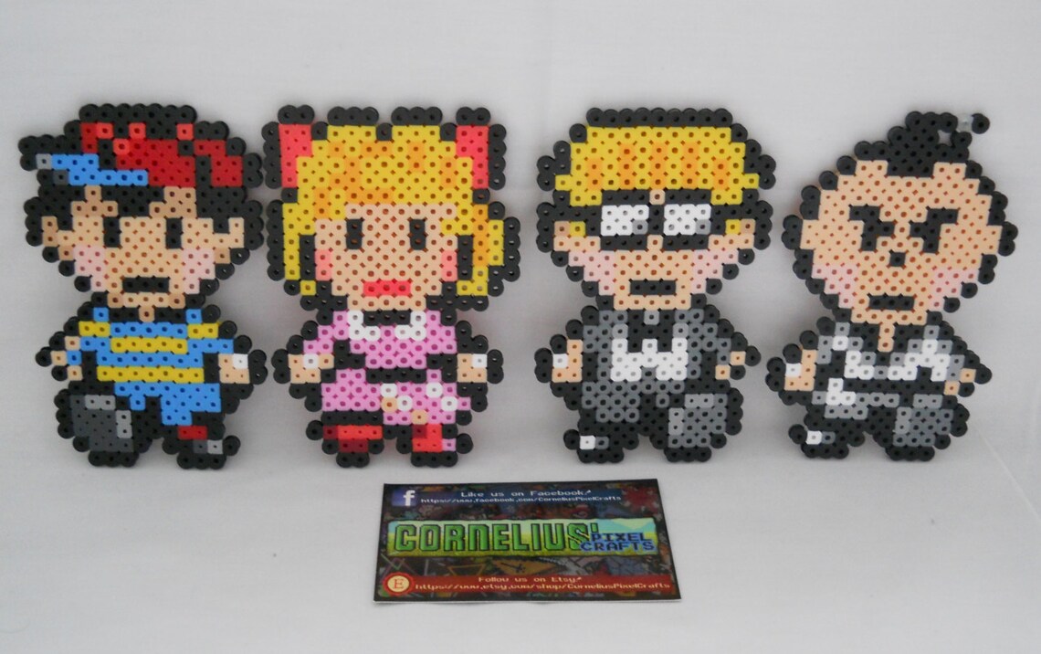 Earthbound - Main Party Character Bead Sprites (ness, Paula, Jeff, Poo ...