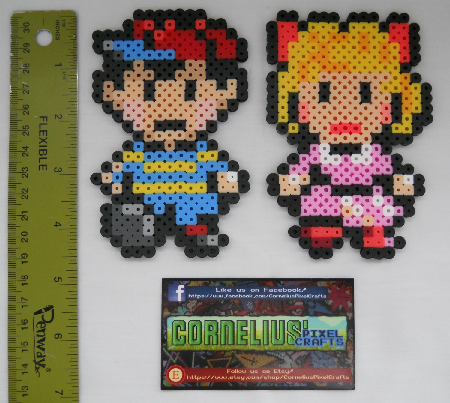 Earthbound - Main Party Character Bead Sprites (ness, Paula, Jeff, Poo ...