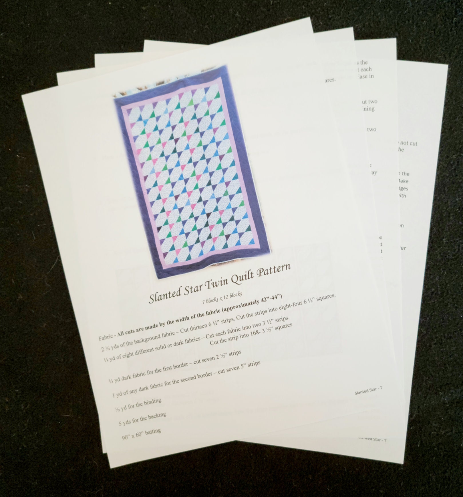 Slanted Star Twin Quilt Pattern | Etsy