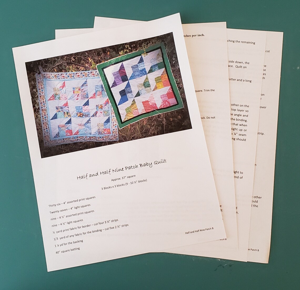 Half and Half Nine Patch Baby Quilt Pattern | Etsy