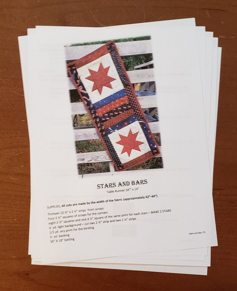 Stars and Bars Table Runner Quilt Pattern - Etsy
