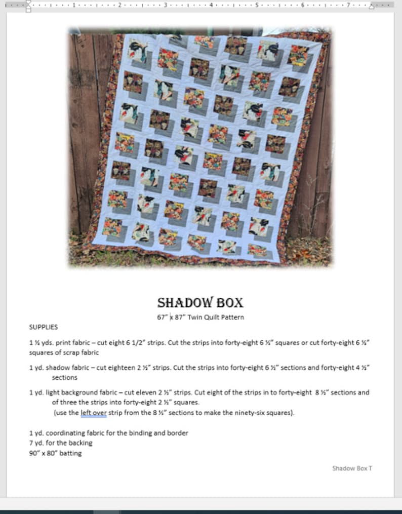 Shadow Box Twin Quilt Pattern - Etsy