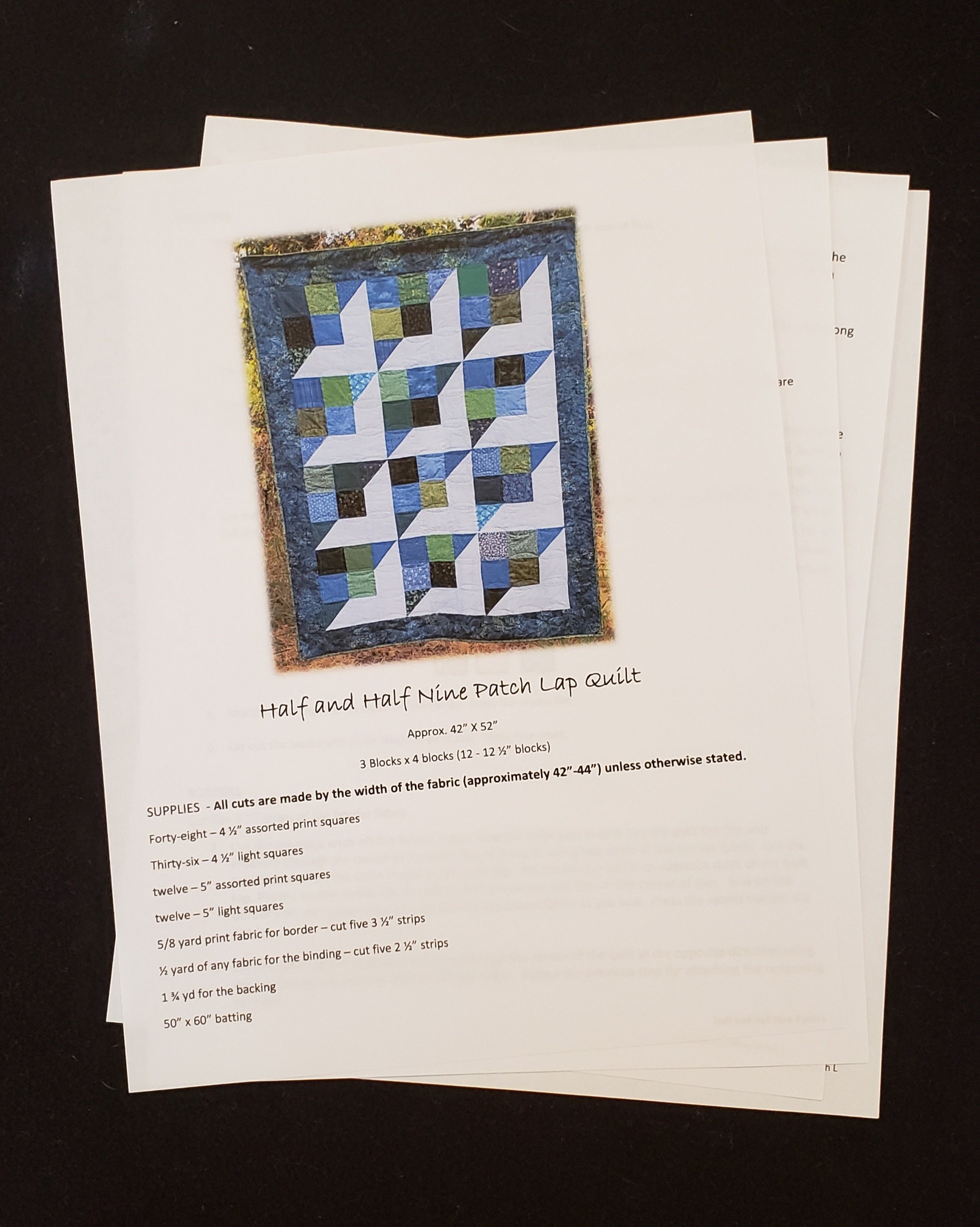 Half and Half Nine Patch Lap Quilt Pattern | Etsy