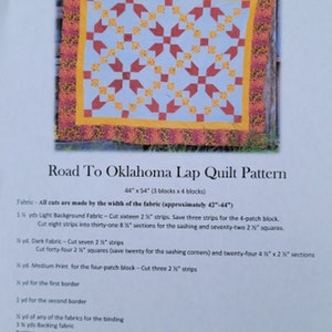 Road to Oklahoma Lap Quilt Pattern - Etsy