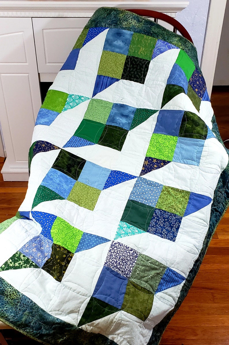 Half and Half Nine Patch Lap Quilt Pattern | Etsy