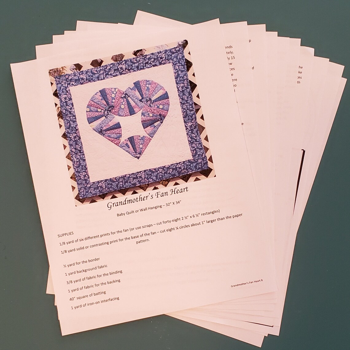 Grandmother's Fan Heart Baby Quilt Pattern - Etsy