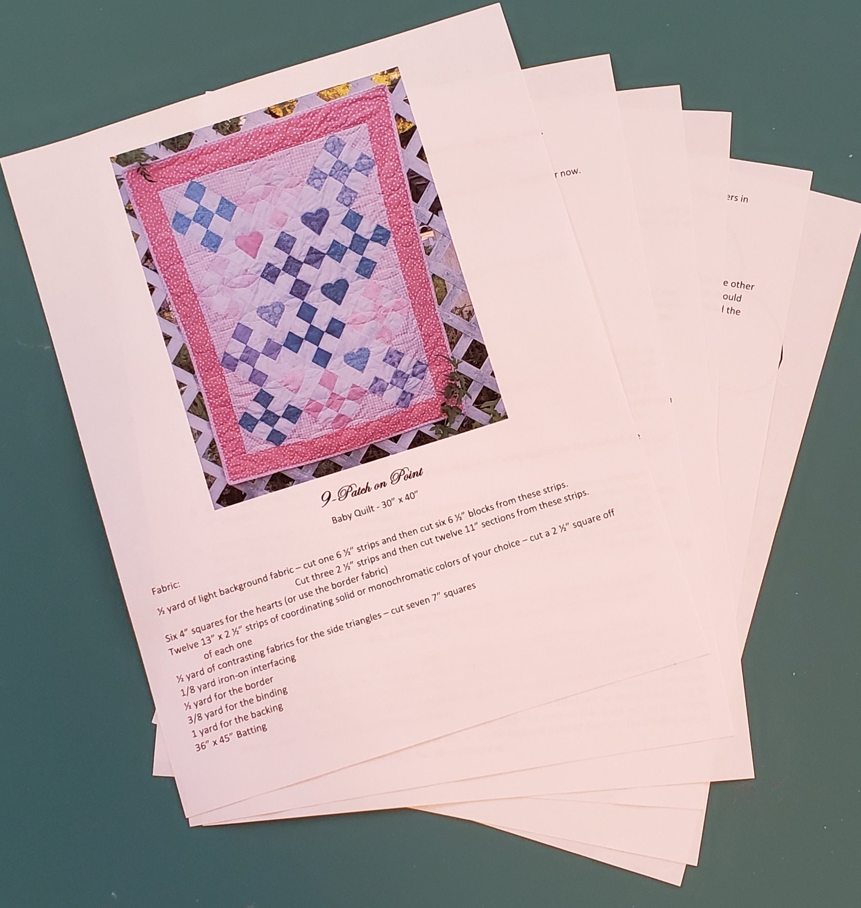 Nine Patch on Point Baby Quilt Pattern - Etsy UK