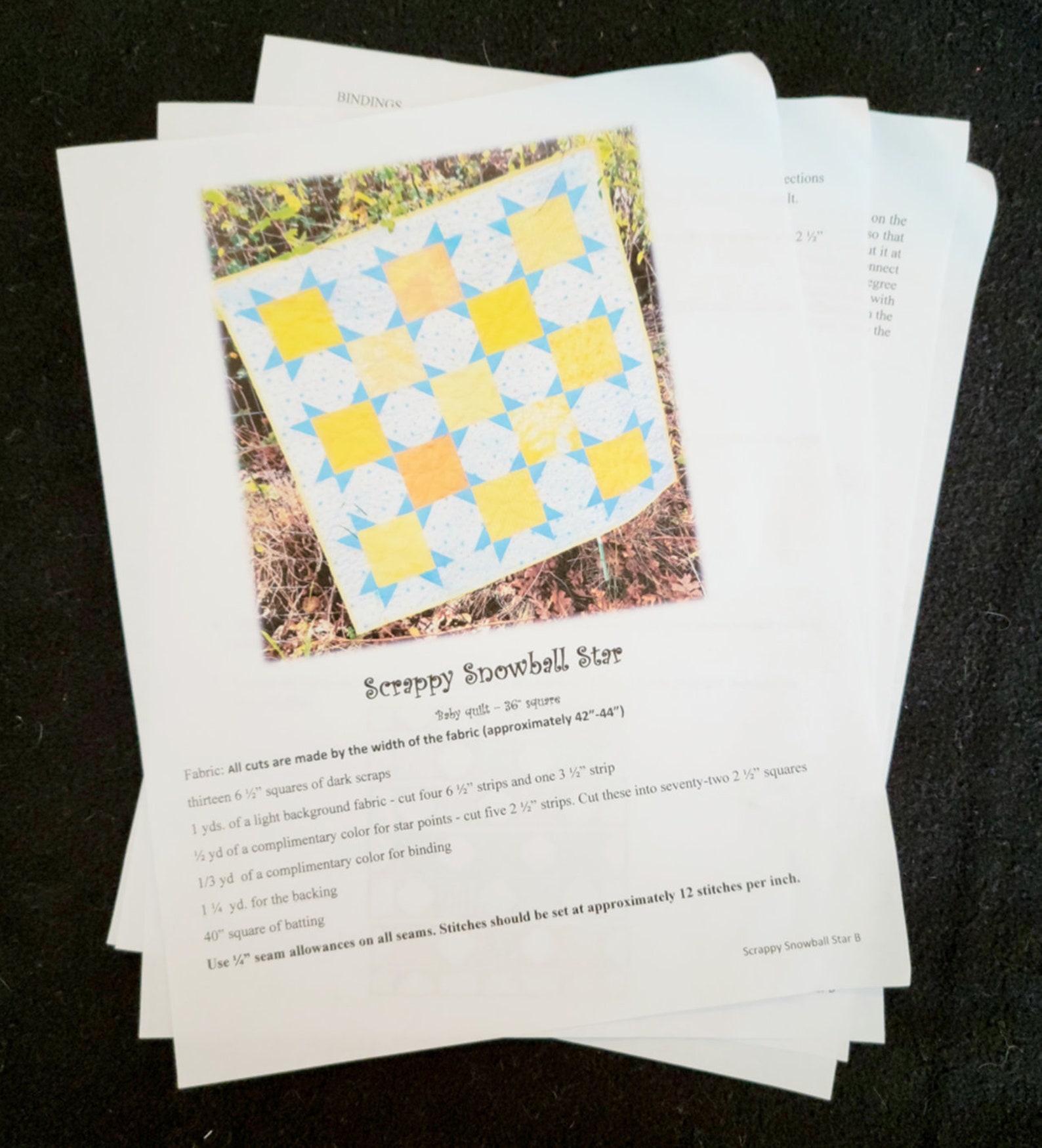 Scrappy Snowball Star Baby Quilt Pattern - Etsy
