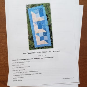 Half and Half Nine-patch Tablerunner Pattern - Etsy