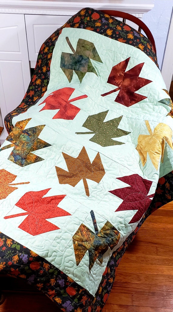 Fall Leaf Quilt Patterns Falling Leaves Lap Quilt Pattern Etsy