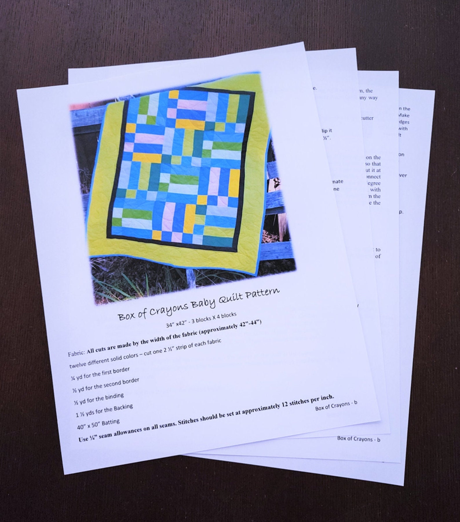 Box of Crayons Baby Quilt Pattern - Etsy