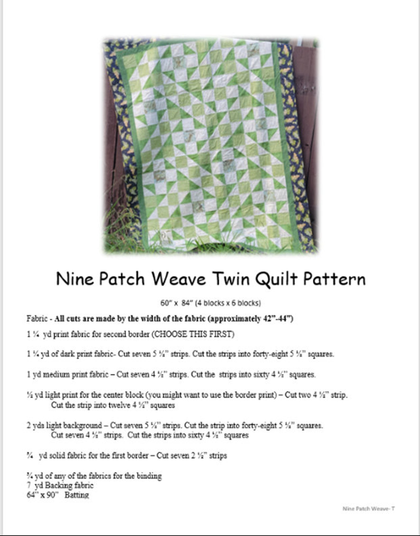 Nine-patch Weave Twin Quilt Pattern - Etsy