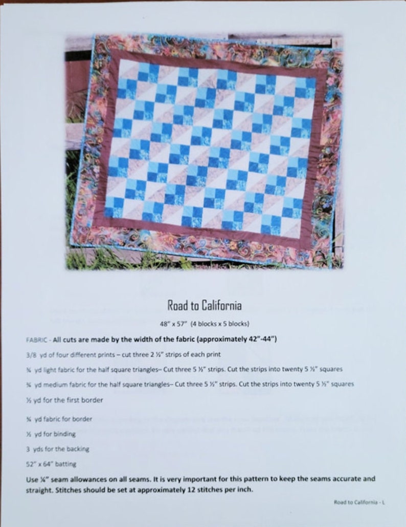 Road to California Lap Quilt Pattern - Etsy