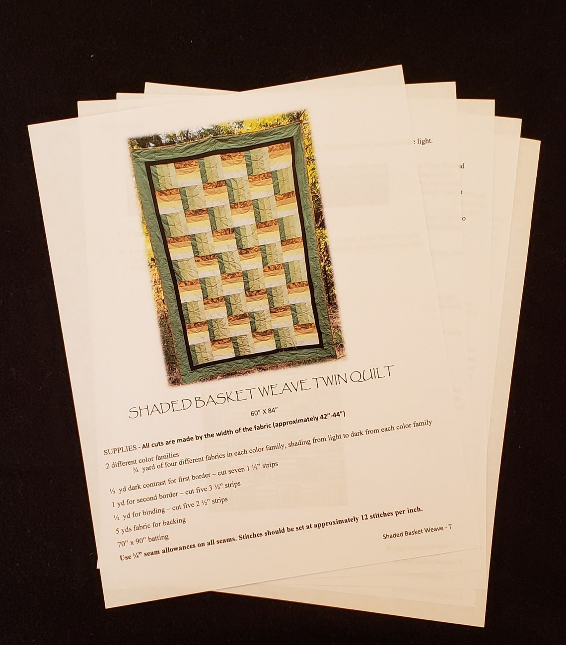 Shaded Basket Weave Twin Quilt Pattern - Etsy
