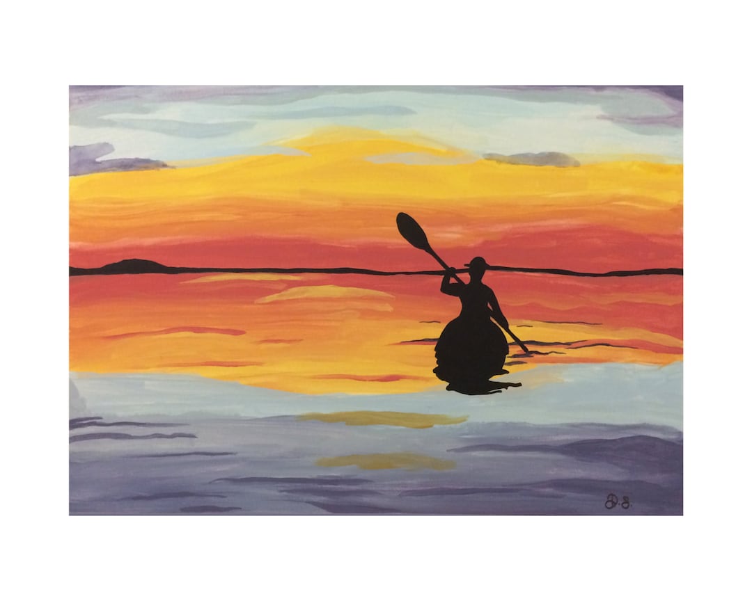 Kayaking at Sunset Nautical Art Print Wall Decor - Etsy